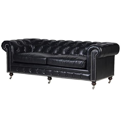 Chesterfield Black Leather Sofa Estilo Design