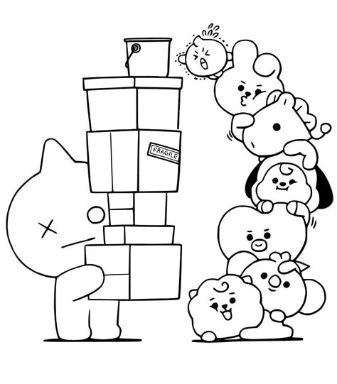 Dibujos De BT21 Divertido Para Colorear Para Colorear Pintar E