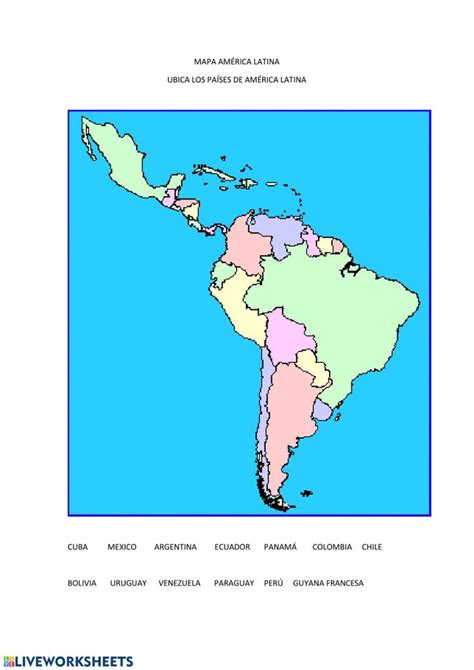 Ejercicio de Mapa países América latina Mapa paises Mapas Ciencias