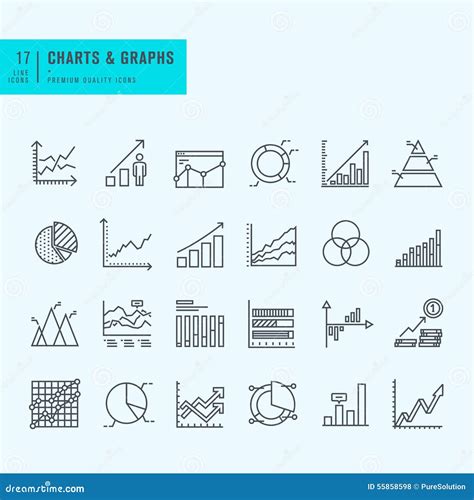 Thin Line Set Of Charts Graphs And Diagrams Stock Vector