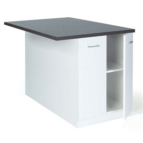 Îlot central pas cher pour cuisine 120 cm blanc et gris anthracite