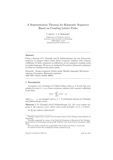 pdf a representation theorem for holonomic sequences based on counting lattice paths