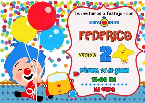 Invitación Digital Personalizada Whatsapp Payaso Plim Plim S 7 00 en