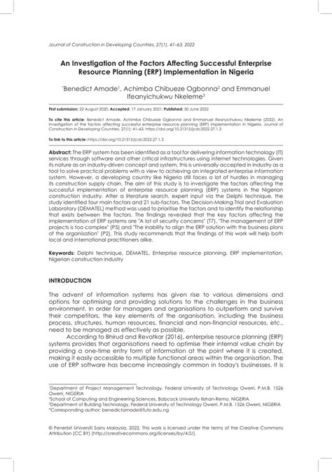 pdf an investigation of the factors affecting successful enterprise resource planning erp