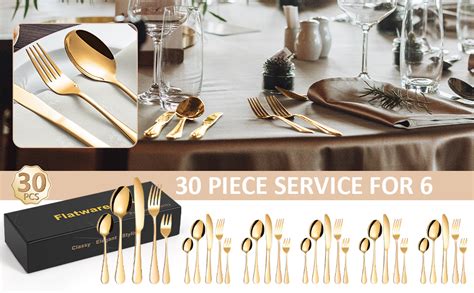 Cinnani Set Posate Oro Per 6 Persone 30 Pezzi Posate In Acciaio Inox