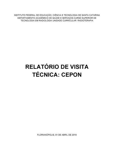 Modelo de Relatorio de Visita Tecnica INSTITUTO FEDERAL DE EDUCAÇÃO