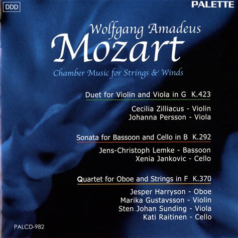 Mozart Duo For Violin And Viola Sonata For Bassoon And Cello Oboe