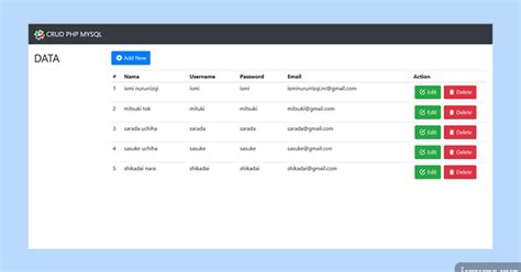 contoh aplikasi crud php mysql sederhana dengan tampilan bootstrap terbaru