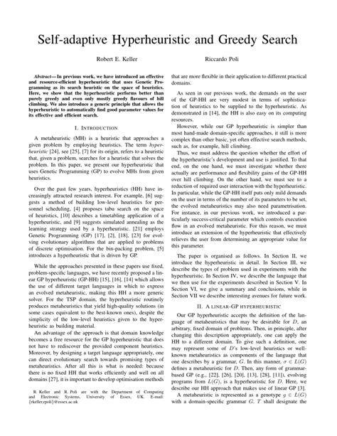 pdf self adaptive hyperheuristic and greedy search