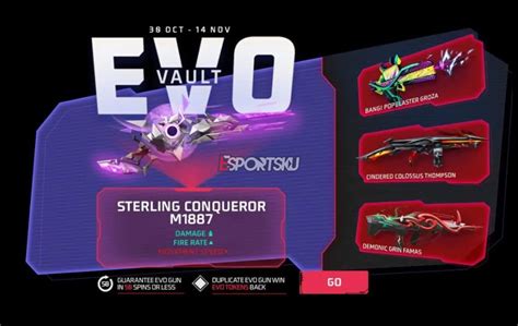 Evo Vault Event Skin Prizes On Free Fire FF Esports