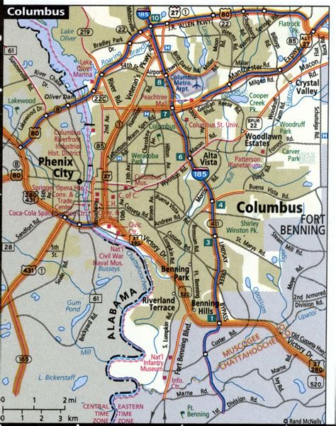 Columbus City Road Map For Truck Drivers Area Town Toll Free Highways