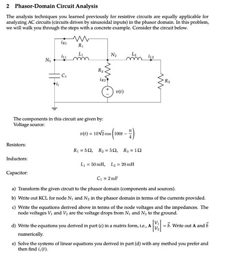 solved 2 phasor domain circuit analysis the analysis techniques you learned previously for