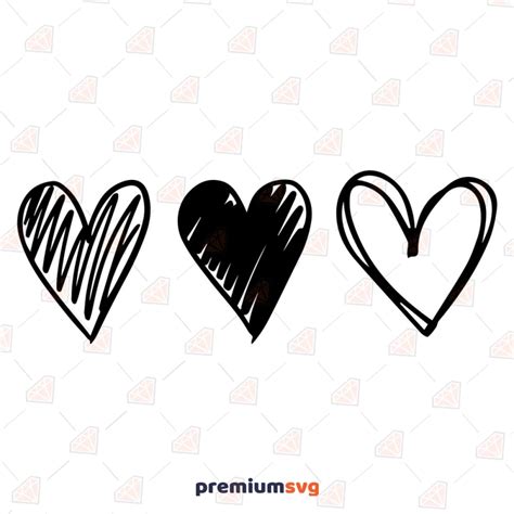 Hand Drawn Doodle Hearts SVG Bundle Clipart PremiumSVG