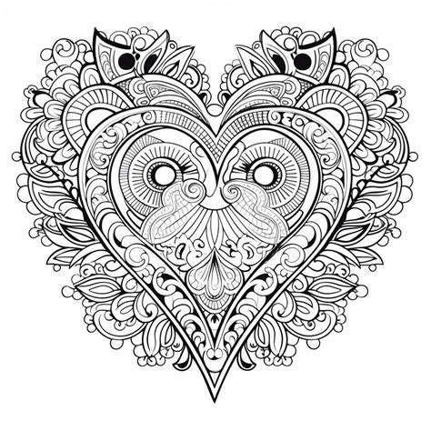 Intricate Paisley Heart Coloring Page Coloring Page