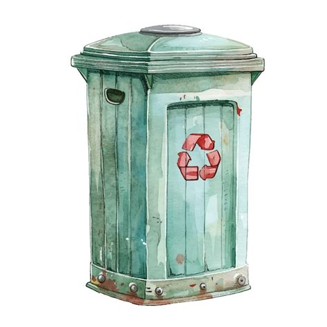 Premium Vector Trash Can Vector Illustration In Watercolour Style