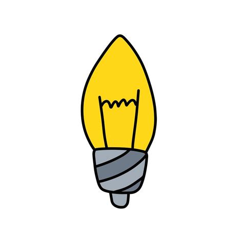 Light Bulb Yellow Electric Device Hand Drawn Illustration Cartoon