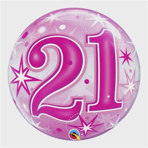 Balão bubble aniversário 21 explosão de estrelas E brilho rosa 22