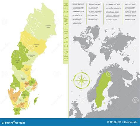 Mapa Detallado De Divisiones Administrativas De Suecia Que Muestra La