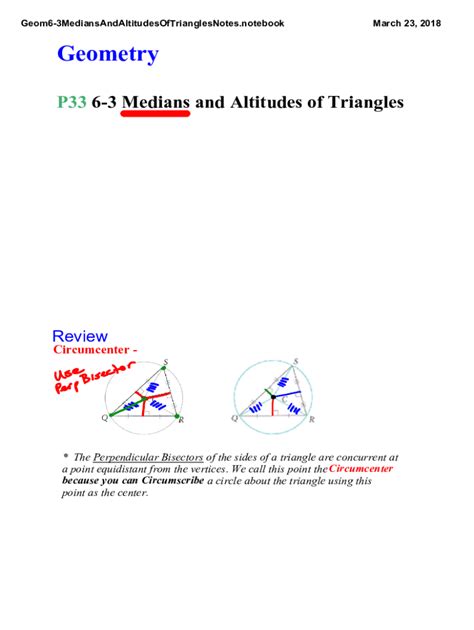 Fillable Online Staffweb Psdschools Geometry P33 63 Medians And