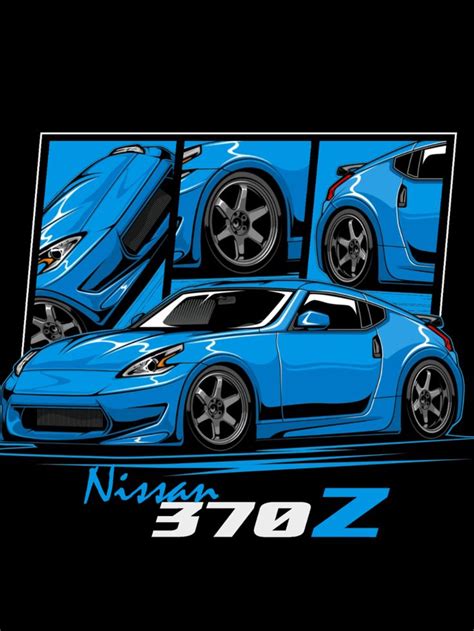 Blue Nissan Z Jdm Car Design For T Shirt Sticker Poster And More
