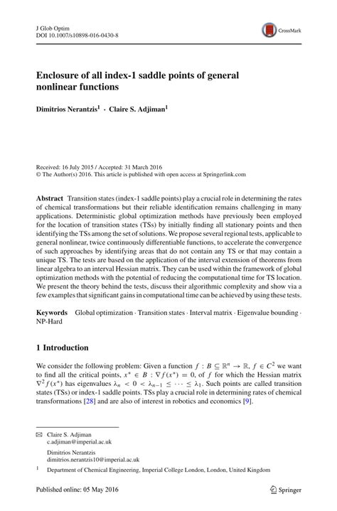 pdf enclosure of all index 1 saddle points of general nonlinear functions