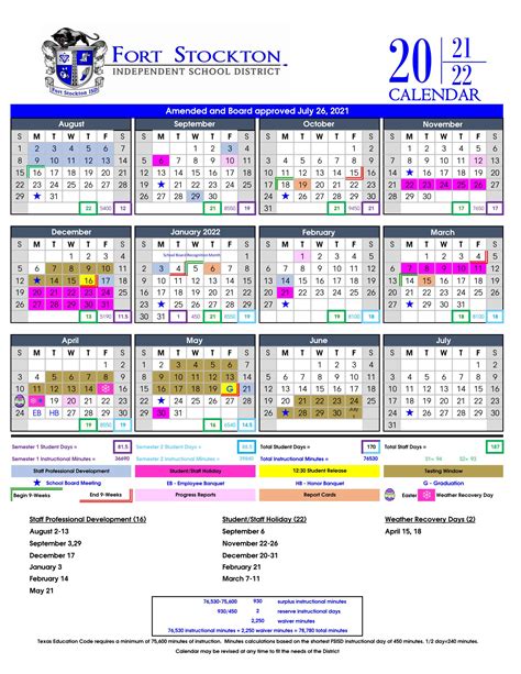 School Calendar Printable One Page