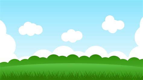 Escena De Dibujos Animados De Paisaje Con Colinas Verdes Y Nubes