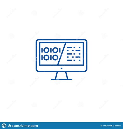 binary code data encryption line icon concept binary code data encryption flat vector symbol
