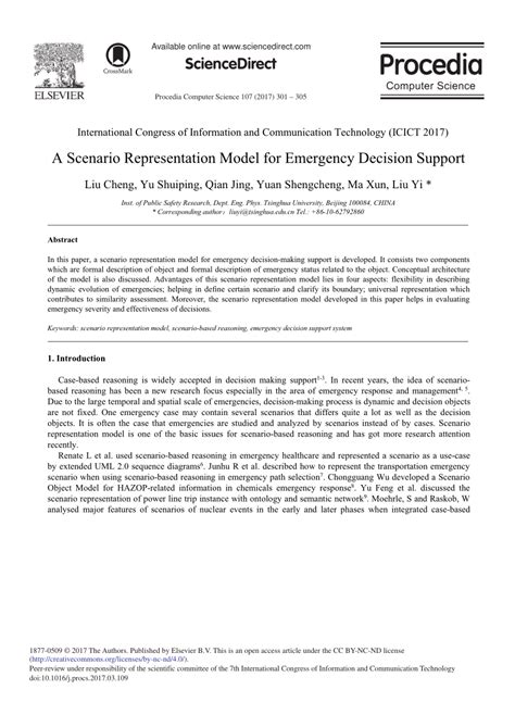 pdf a scenario representation model for emergency decision support
