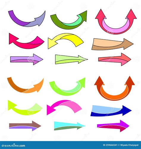 Set Of Bright Colored Arrow Icons On A White Background Stock
