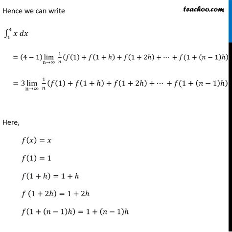 Question Integrate X X Dx By Limit As A Sum Area As A Sum