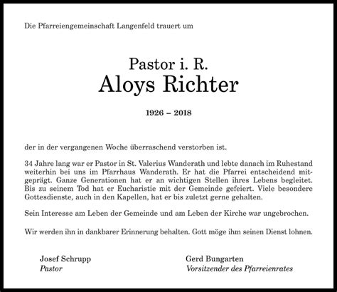 Traueranzeigen Von Aloys Richter Rz Trauer De