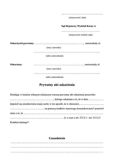 Pozew o zniesławienie Wzór Wzory Pisma pl