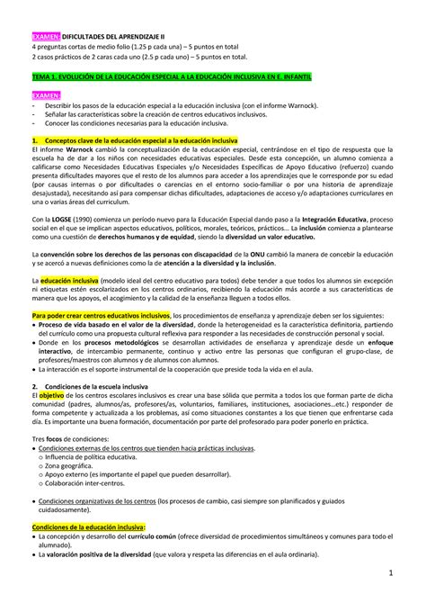 Dificultades De Aprendizaje II EXAMEN DIFICULTADES DEL APRENDIZAJE