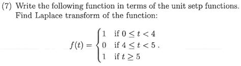 solved 7 write the following function in terms of the unit