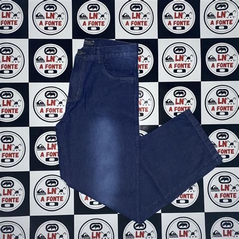 Calça Jeans Balão escura detalhe Masculina Larga Tradicional