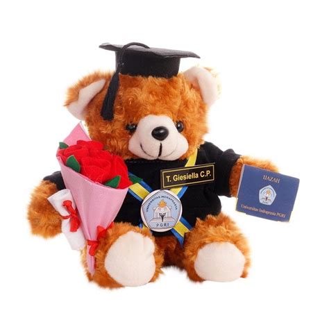 Promo Kado Wisudaku Bear Boneka Wisuda Coklat Tua With Buket Bunga