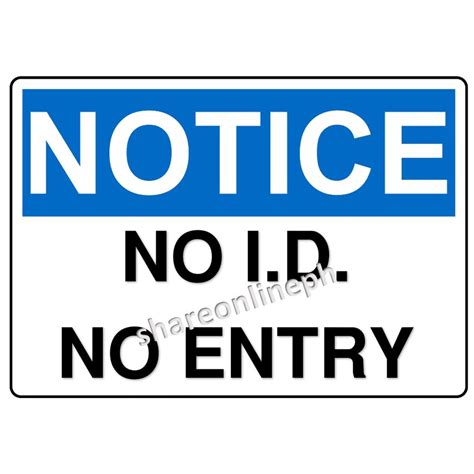 Laminated Signages No ID No Entry Signage Sign Boards Shopee