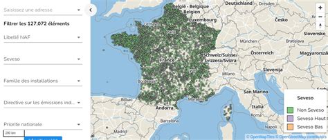 Carte des installations classées pour la protection de lenvironnement