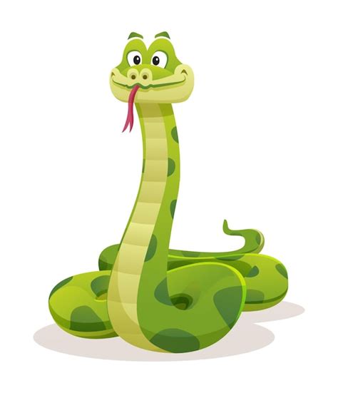 Cobra Verde Dos Desenhos Animados Isolada No Fundo Branco Vetor Premium