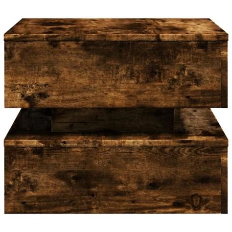 SURENHAP Table basse avec lumières LED chêne fumé 50x50x40 cm