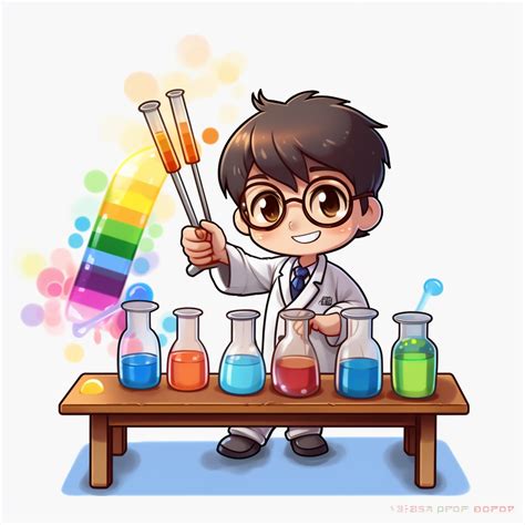 Kawaii Japanese Style Rainbow Science Lab Filled With Bubbling Test