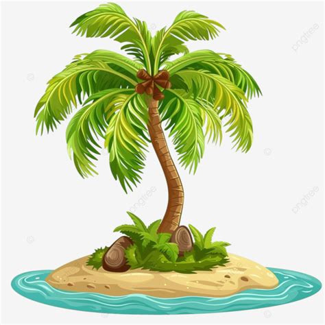 Colorful Cartoon Palm Tree On An Island Cartoon Palm Tree Island PNG