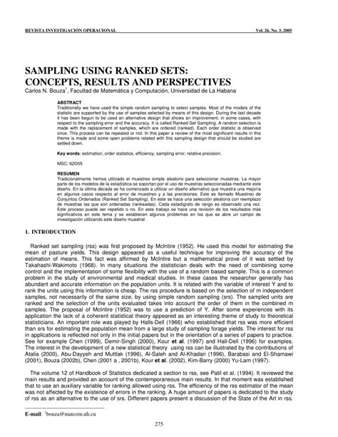 pdf sampling using ranked sets concepts results and perspectives