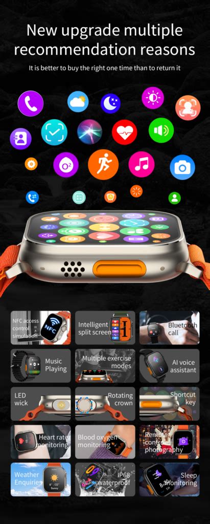 TW28 Ultra Smart Watch With LED Flashlight Sports Bluetooth Call