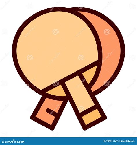Vector De Contorno De Icono De Paleta De Ping Pong Tenis De Mesa