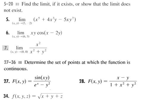solved 5 20 find the limit if it exists or show that the