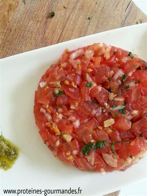 Tartare de tomates au basilic Protéines Gourmandes
