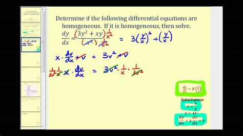 solve a first order homogeneous differential equation part 1 youtube