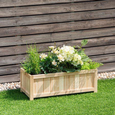 Costway Rectangle Wood Flower Planter Box Portable Raised Vegetable